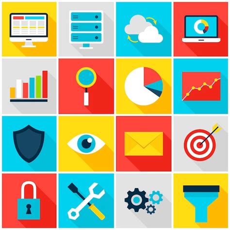 Premium Vector Business Analytics Colorful Icons Vector Illustration Big Data Set Of Flat