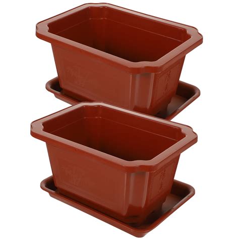 2 Sets Rectangle Plant Pot Bonsai Training Pots Flower Succulent Pots
