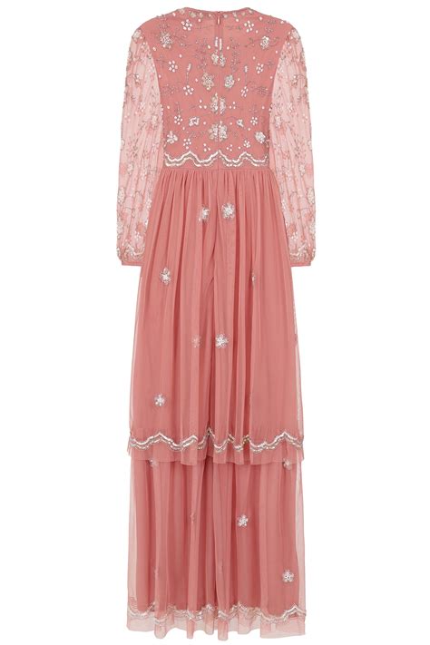 Florence Blush Floral Embellished Maxi Dress Frock And Frill