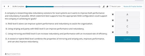 Solved A Company Is Researching Data Redundancy Solutions Chegg