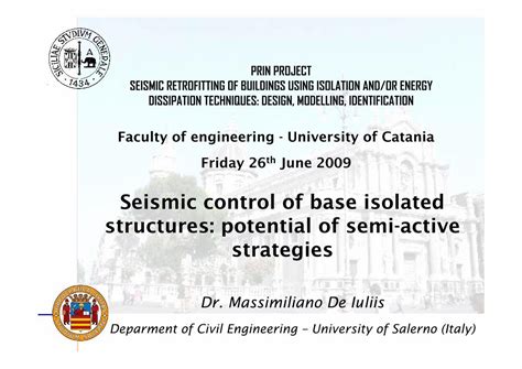 Pdf Seismic Control Of Base Isolated Structures Potential Of De Iuliispdf · Seismic