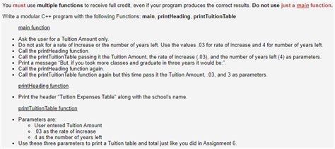 Solved Write A Modular C Program With The Following Chegg