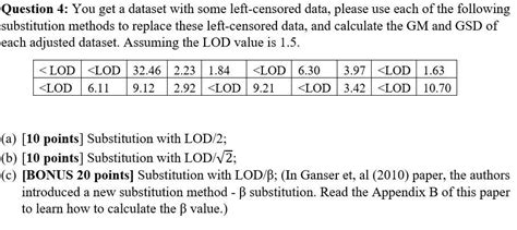 Question 4 You Get A Dataset With Some Left Censored