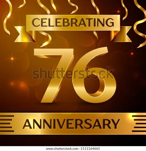 Realistic Seventy Six Years Anniversary Celebration Stock Vector