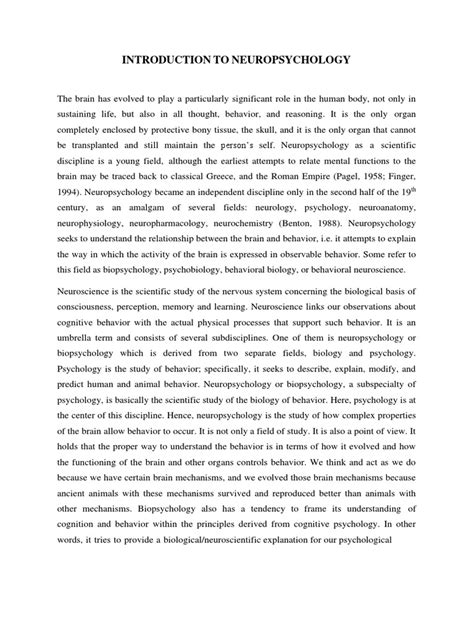 Intro To Neuropsychology Pdf Neuroplasticity Neuropsychology