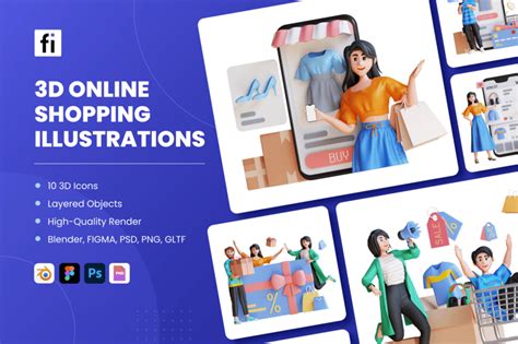 Online Shopping Illustration 3d Incl Kitbash And Store Envato