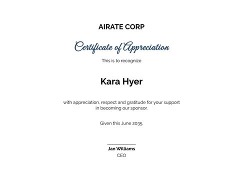 Free Sponsor Thank You Certificate Template To Edit Online