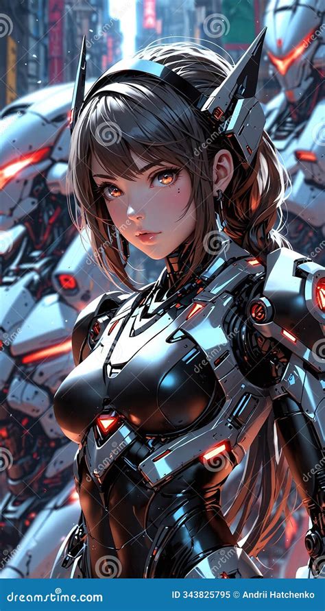 Confident Anime Girl With Futuristic Visor And Armor Leading A Team Of