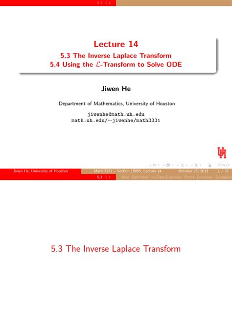 Inverse Laplace Transform For Solving Ode Pdf Ordinary Differential