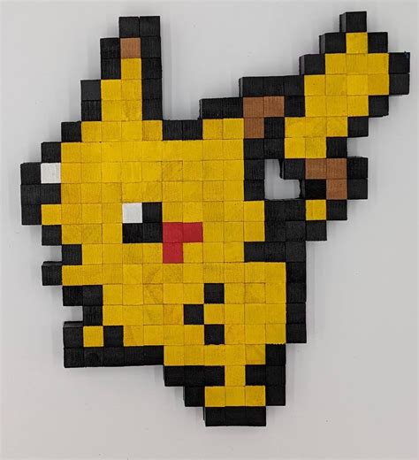 Pikachu 8 Bit Wooden Pixel Art Etsy