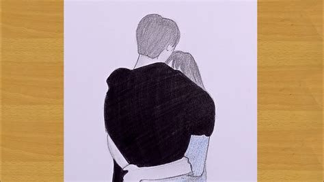 How To Sketch Easy Hugging Couple Gali Gali Art Youtube