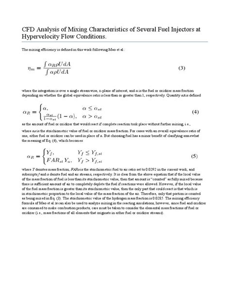 cfd analysis of mixing characteristics of several fuel injectors at pdf
