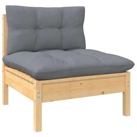 6 Piece Garden Lounge Set With Grey Cushions Solid Pinewood Vidaxl Ebay