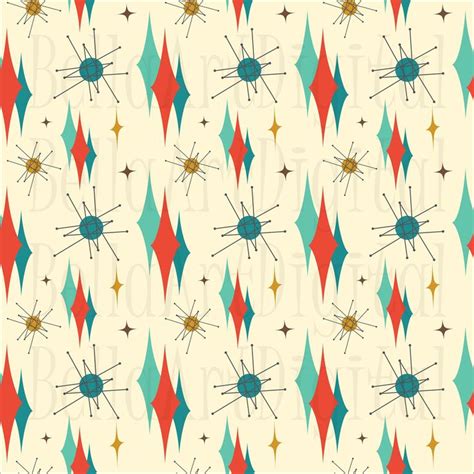 Franciscan Starburst Seamless Pattern Mid Century Modern Retro Atomic