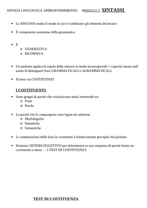 Sintesi Di Sintassi Linguistica Docsity Sintesi Di Sintassi Linguistica Docsity