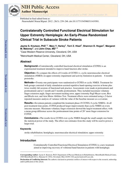 Pdf Contralaterally Controlled Functional Electrical Stimulation For