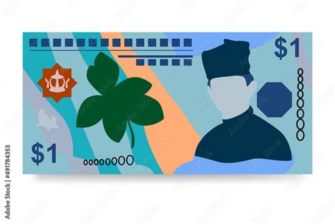 Brunei Dollar Vector Illustration Brunei Money Set Bundle Banknotes