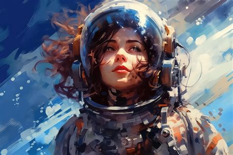 Premium Ai Image Attractive Woman In Spacesuit On Planet Ai