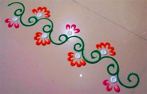 Easy Rangoli With 7x1 Dots Pulli Kolam Designs With Dots Muggulu