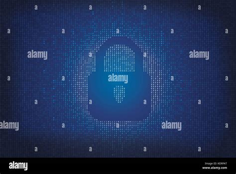 Binary Data Code Background With Locked Padlock Icon Online Security