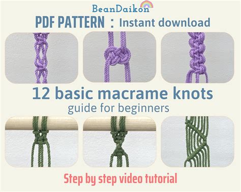 Macrame Knots Pdf Macrame Instruction Pattern Guide How To Tie Knots