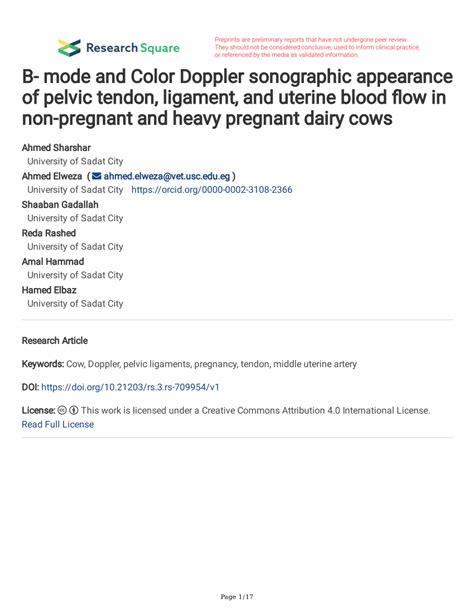 Pdf B Mode And Color Doppler Sonographic Appearance Of Pelvic Tendon Ligament And Uterine