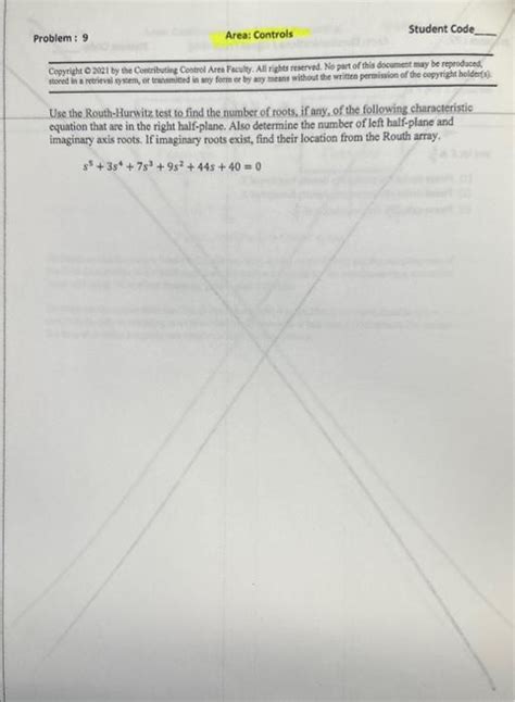 Solved Use The Routh Hurwitz Test To Find The Number Of
