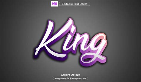 Psd Rey Efecto De Texto Editable Estilo 3d Archivo Psd Premium