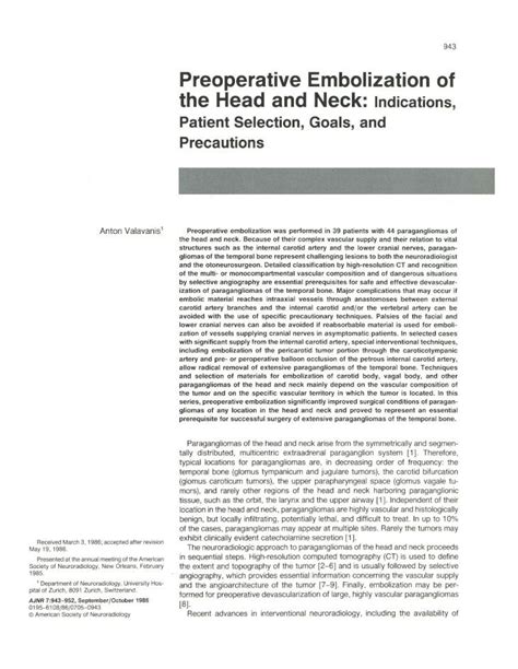 Pdf Preoperative Embolization Of The Head And Neck · The Head And
