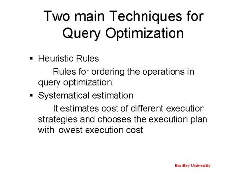 Query Optimization And Query Processing Contents Query Processing
