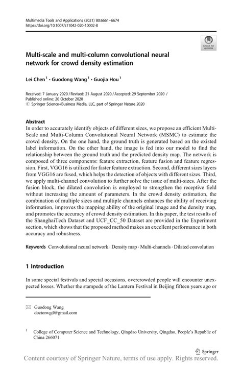 Multi Scale And Multi Column Convolutional Neural Network For Crowd Density Estimation Request Pdf