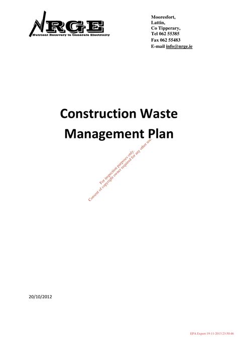 Construction Waste Management Plan Template Edit Or Add Your Own Waste
