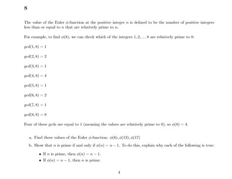 Solved 8The value of the Euler φ function at the positive Chegg