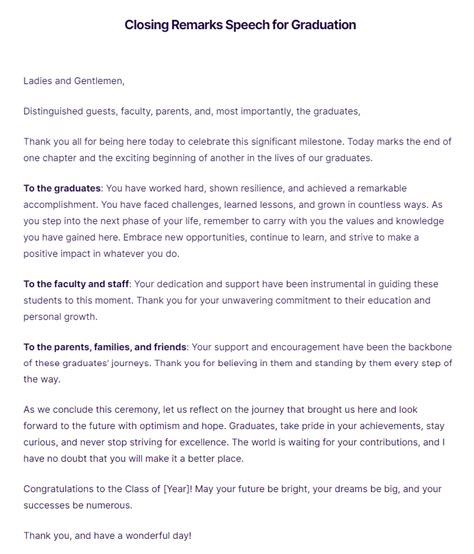 Closing Remarks For Speech Examples