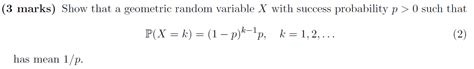 Solved Pxk1−pk−1pk12 Has Mean 1p