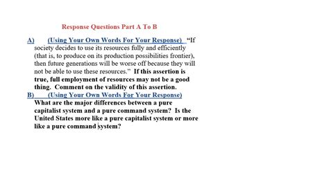 Solved Response Questions Part A To B A Using Your Own