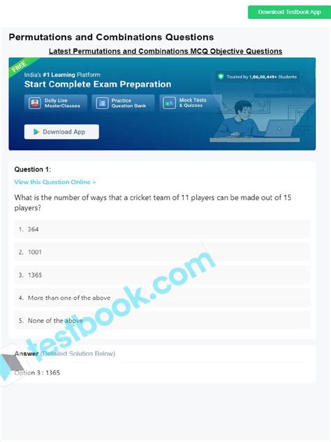 Mcq On Permutations And Combinations 5eea6a1439140f30f369f0d5 Pdf