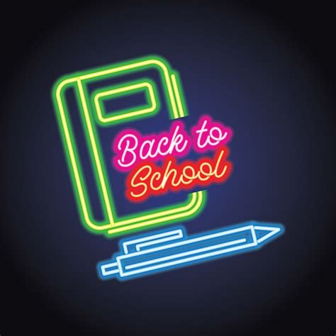 Retour à Lécole Avec Effet De Lumière Au Néon Illustration