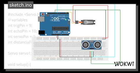 ARDUINO 1 SERVO Y ULTRASONICO Wokwi ESP32 STM32 Arduino Simulator