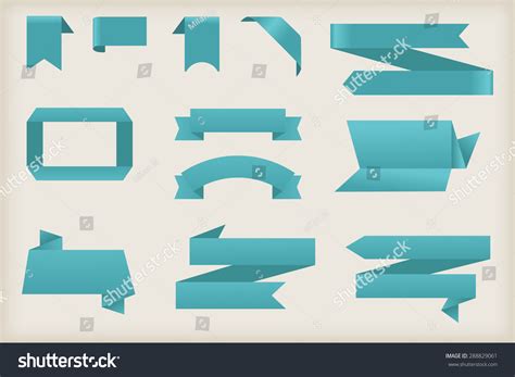 Paper Banners Setorigami Bannersvector Illustration Stock Vector