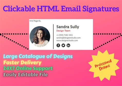 Create Clickable Html Email Signatures By Navjot9 Fiverr