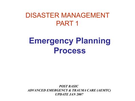 Disaster Management 6 Emergency Planning Process Ppt Medical Health