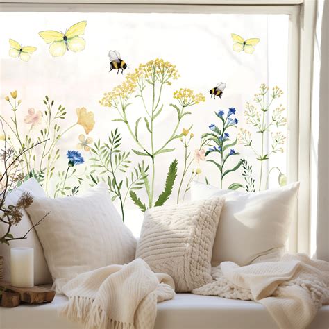 Fensterbild Feldblumen Wiese Wildblumen Frühling Wildgras Gräser