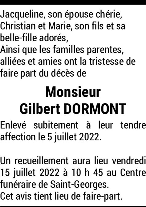 Gilbert Dormont Hommages