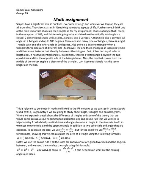 math assignment semester 1