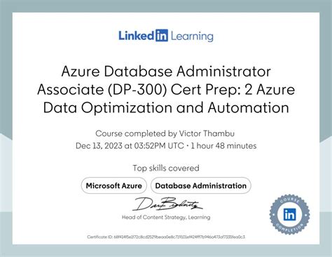 Just Finished The Course Azure Database Administrator Associate Dp 300 Cert Prep 2 Azure