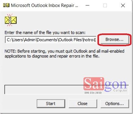 Sửa lỗi file data outlook