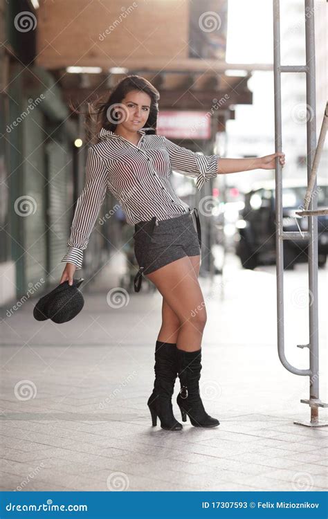 Woman By Scaffolding Stock Image Image Of Adult Apparel