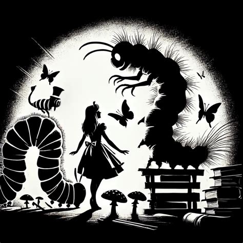 Alice In Wonderland Inspired Dark Digital Svg File Goth Caterpillar Svg