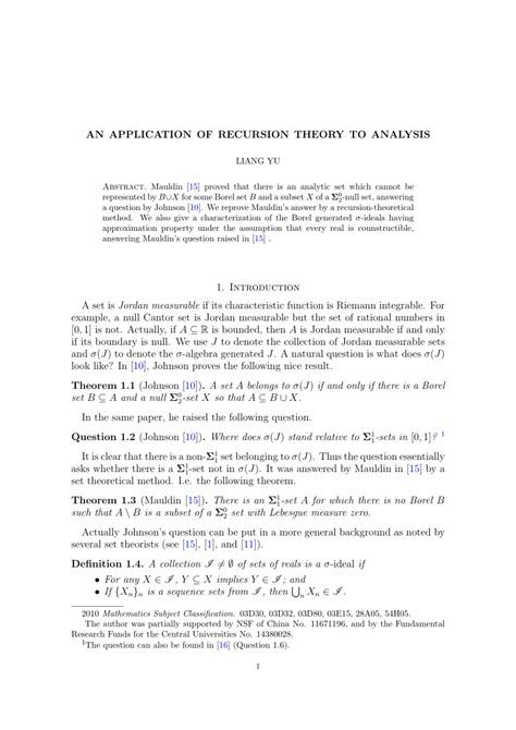 PDF AN APPLICATION OF RECURSION THEORY TO ANALYSIS